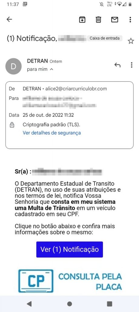 Detran-AM alerta para golpe via e-mail com falso aviso de multa